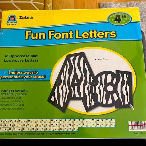 Wall Decor | Zebra Print Bulletin Board Letters | Poshmark